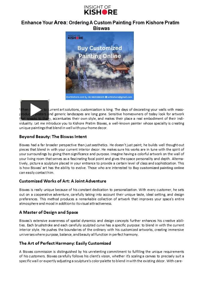 PPT – Enhance Your Area: Ordering A Custom Painting From Kishore Pratim ...
