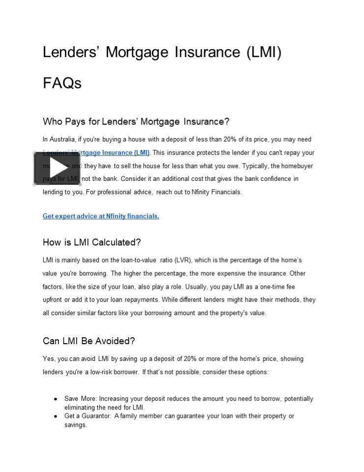 Lenders Mortgage Insurance FAQs presentation | free to download