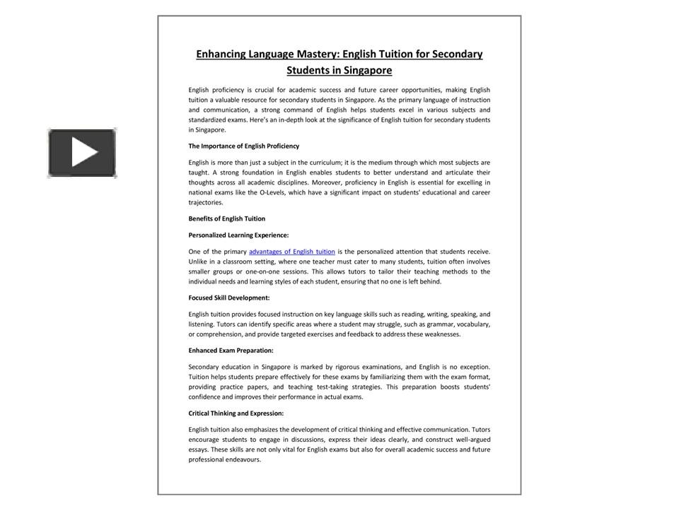 PPT – Enhancing Language Mastery: English Tuition for Secondary ...