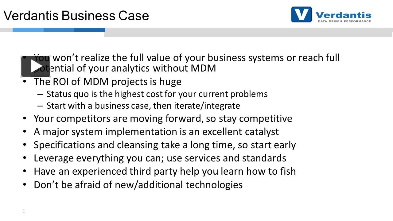 Verdantis Business Case presentation | free to download