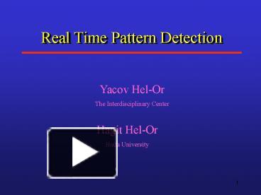 Real Time Pattern Detection presentation | free to download