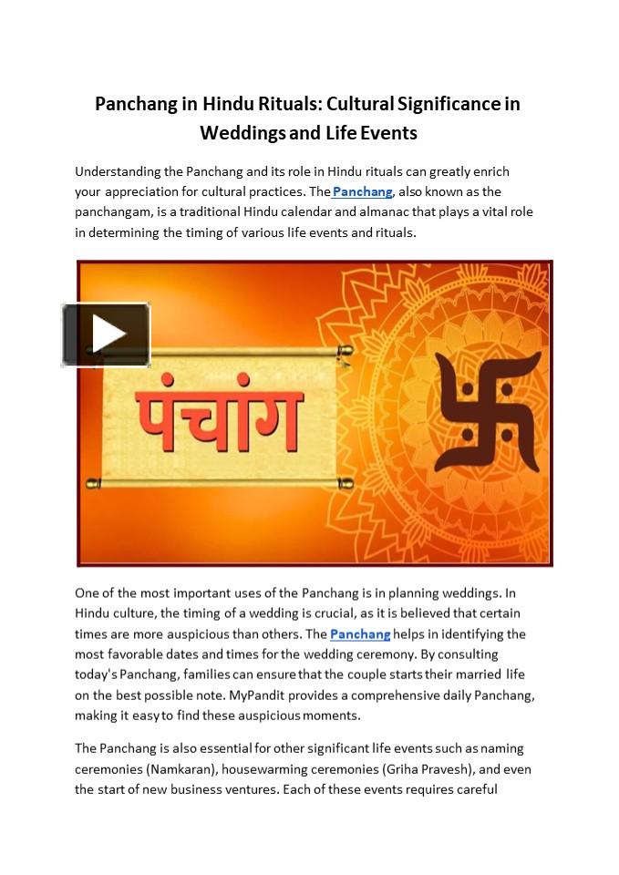 PPT – Panchang in Hindu Rituals: Cultural Significance in Weddings and ...