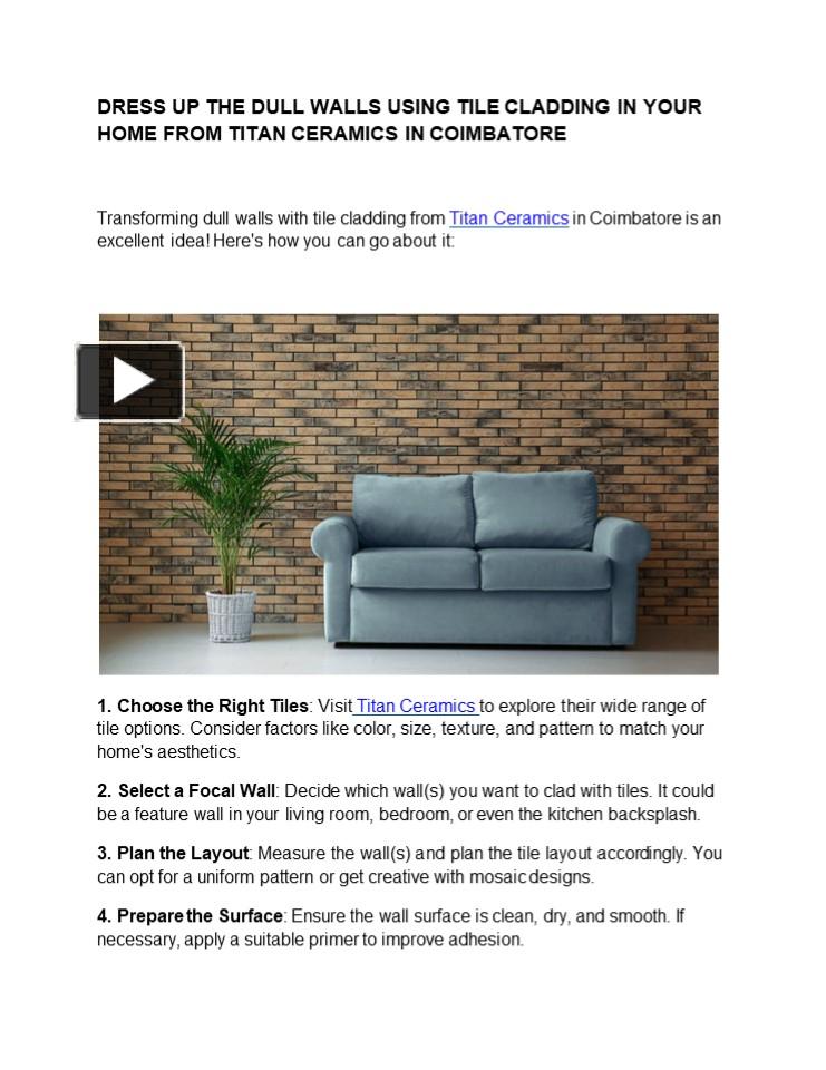 DRESS UP THE DULL WALLS USING TILE CLADDING IN YOUR HOME FROM TITAN ...