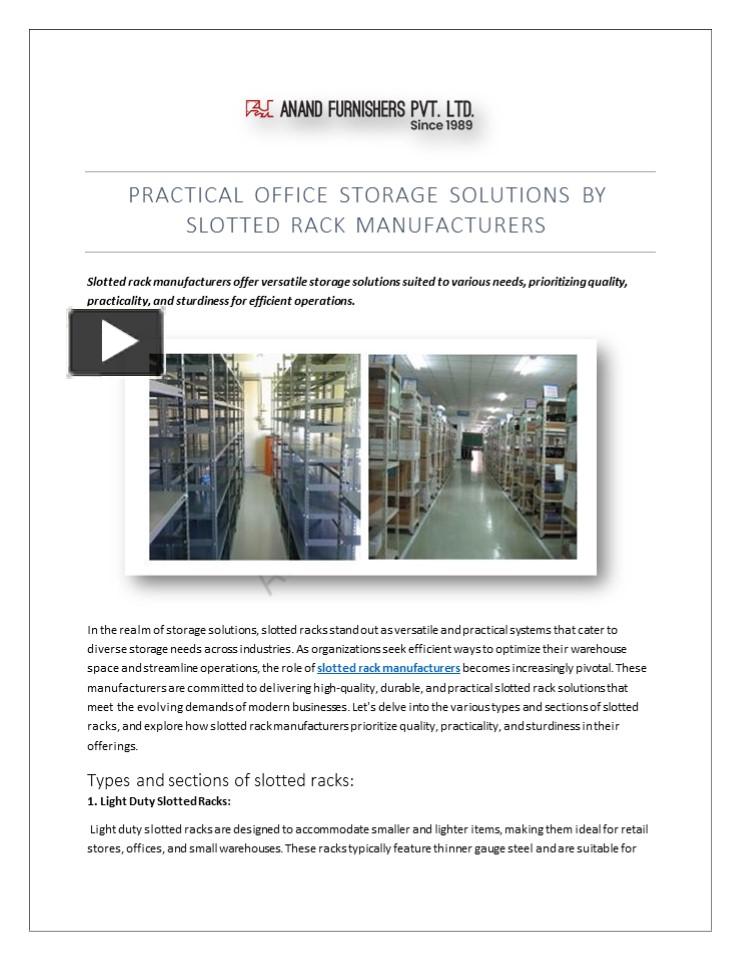 PPT – Anand Furnishers’ Slotted Racks: The Smart Choice for Office ...