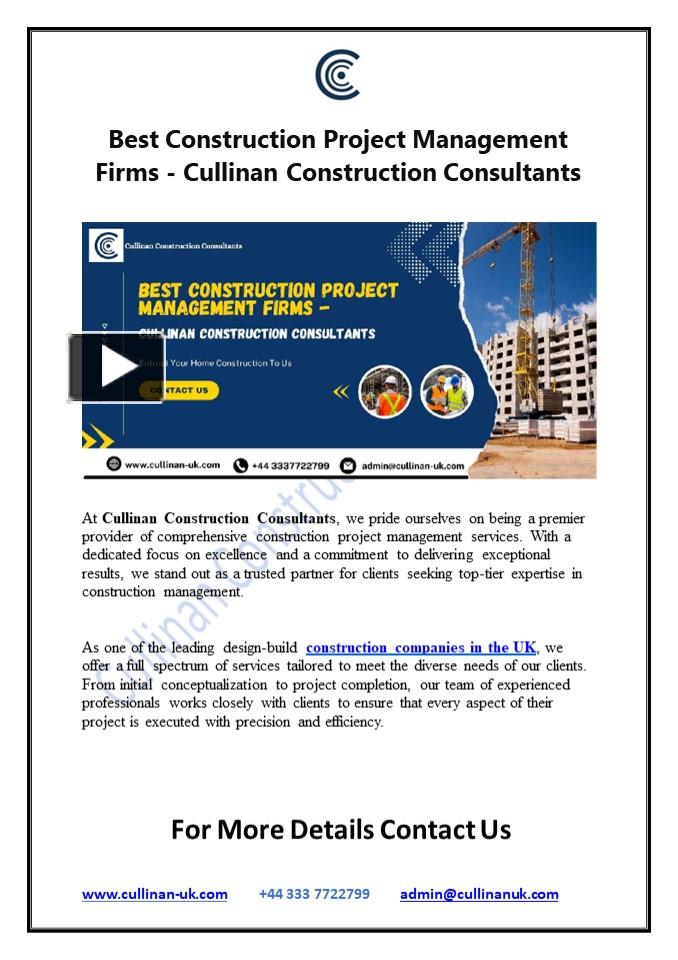 Best Construction Project Management Firms - Cullinan Construction ...
