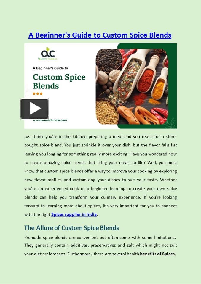 A Beginner’s Guide to Custom Spice Blends presentation | free to download