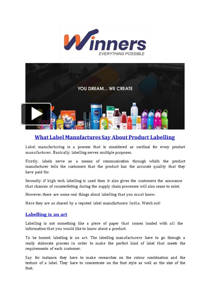 What label manufactures say about product labelling presentation | free ...