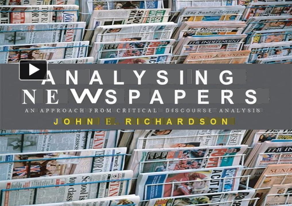 [DOWNLOAD]⚡️PDF ️ Analysing Newspapers: An Approach from Critical ...