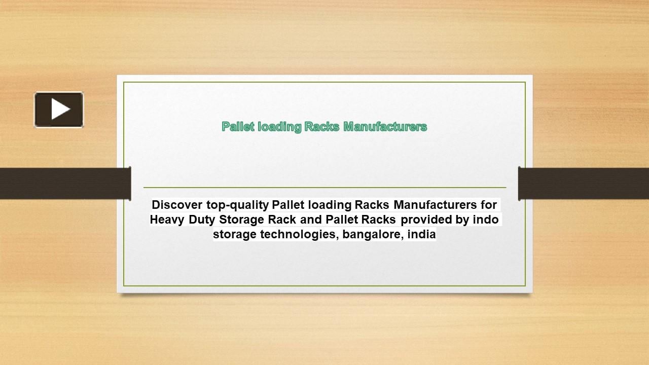 PPT – Pallet loading Racks-Industrial Heavy Duty Racks Manufacturers ...