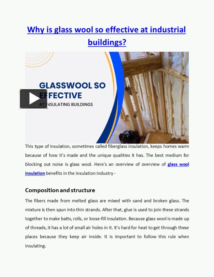 PPT – Why is glass wool so effective at industrial buildings ...
