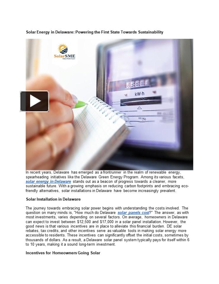 PPT – Solar Energy in Delaware: Powering the First State Towards ...