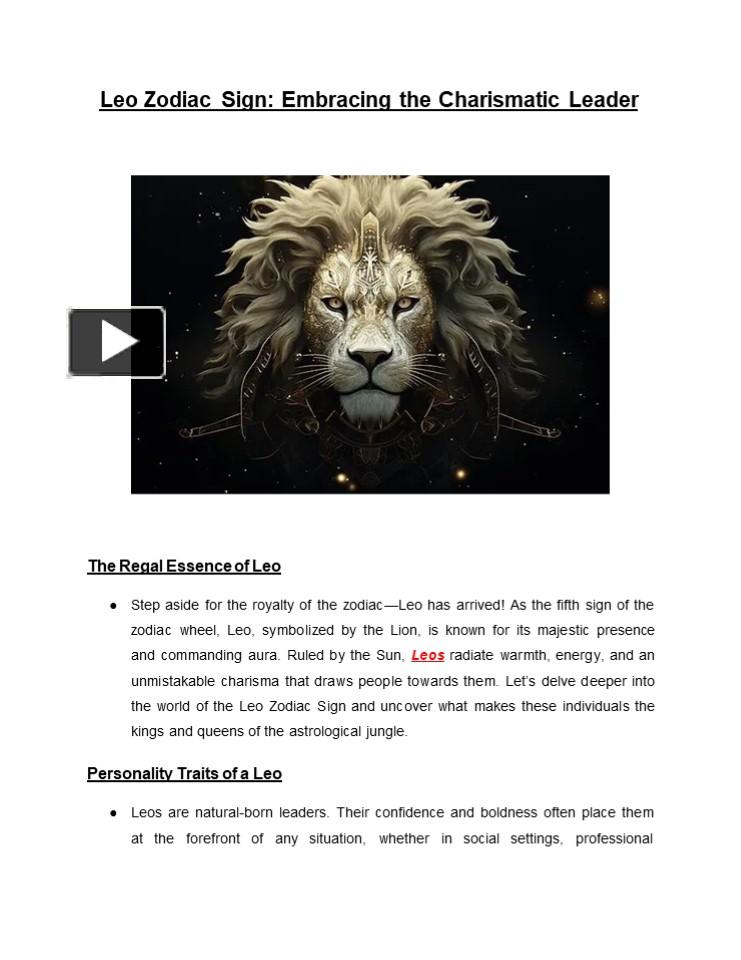 Leo Zodiac Sign: Personality Traits, Dates, and Horoscope Insights ...