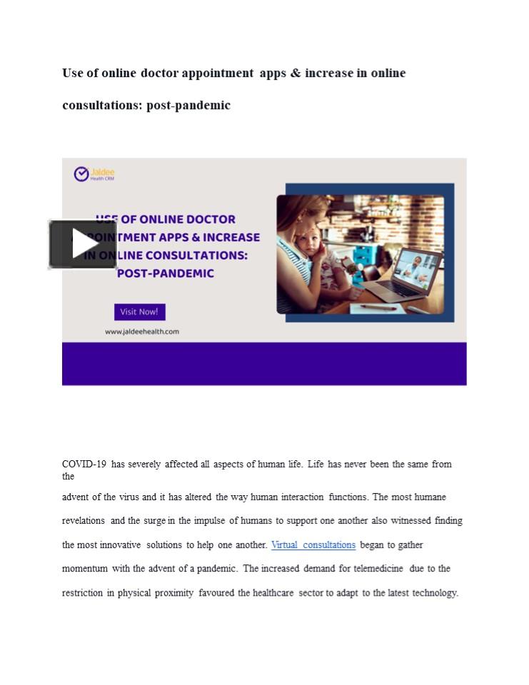 PPT – Use of online doctor appointment apps & increase in online ...