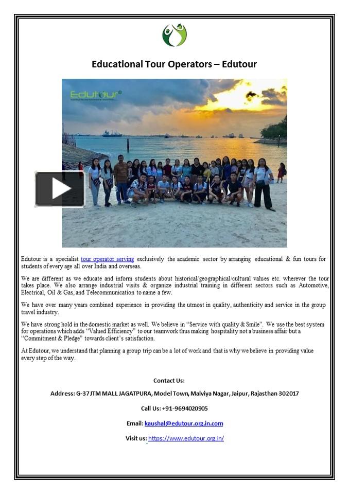 PPT – Educational Tour Operators – Edutour (1) PowerPoint presentation ...