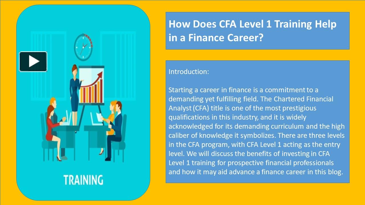 How Does CFA Level 1 Training Help in a Finance Career? presentation ...