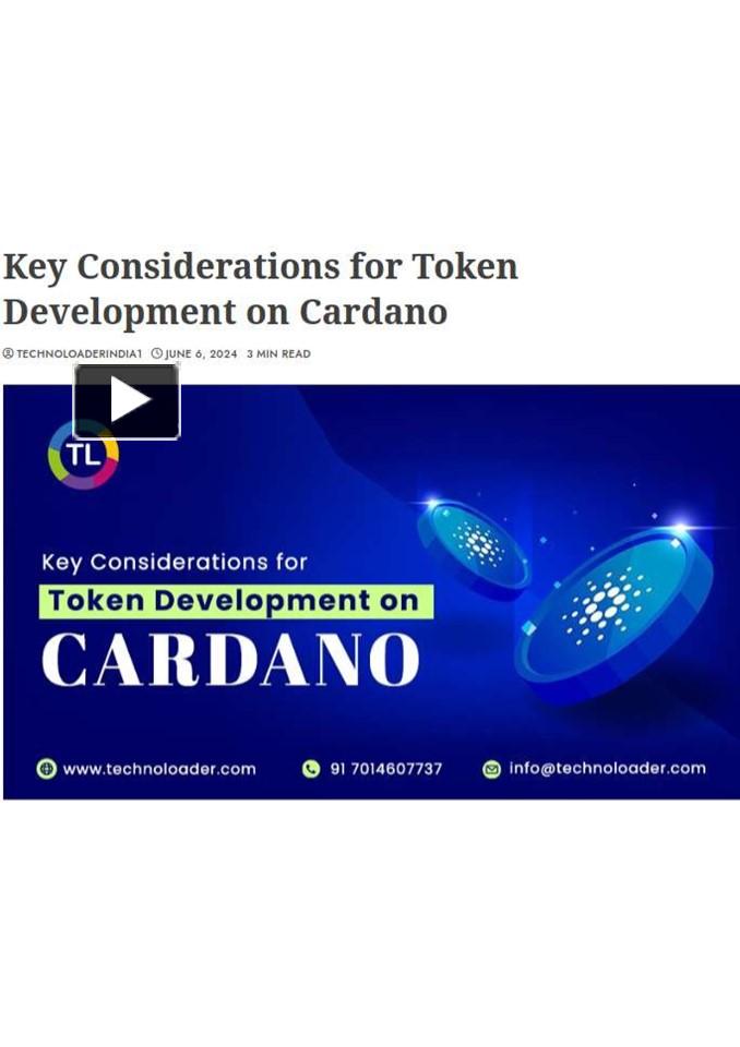 Key Considerations For Token Development On Cardano Presentation Free