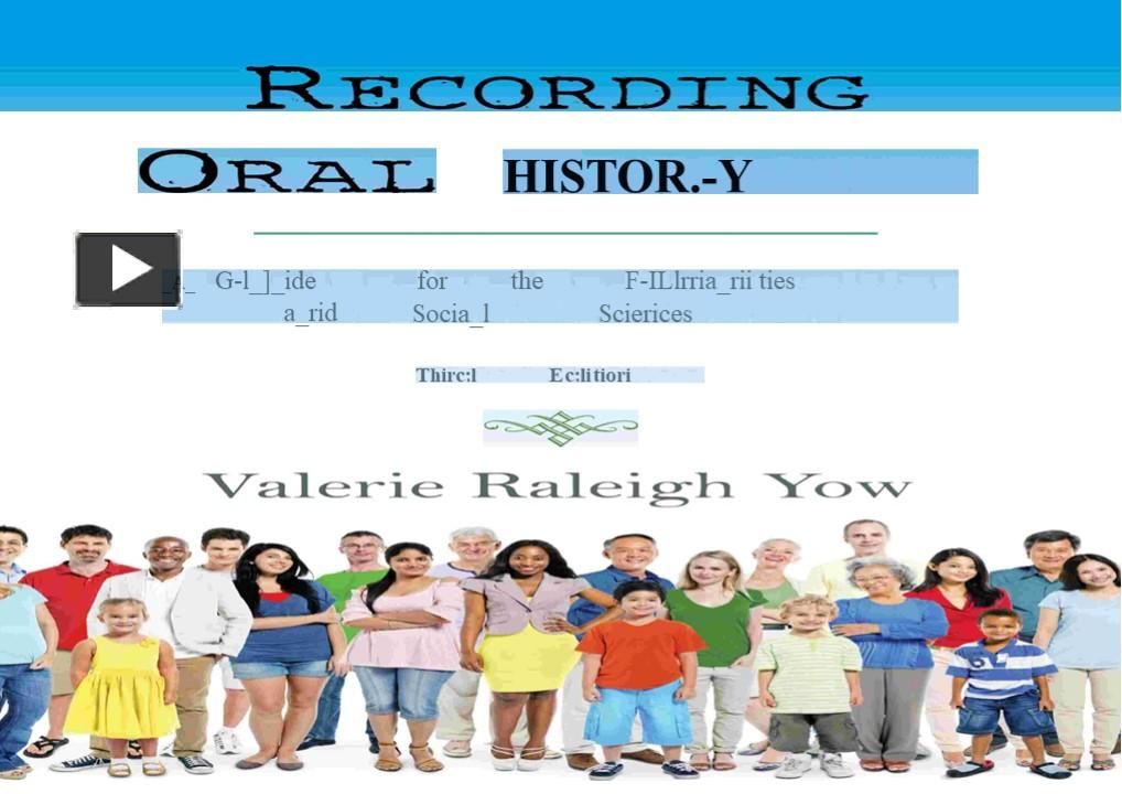 Download Book [PDF] Recording Oral History: A Guide for the Humanities ...