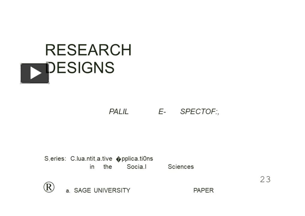 PPT – Download Book [PDF] Research Designs (Quantitative Applications ...