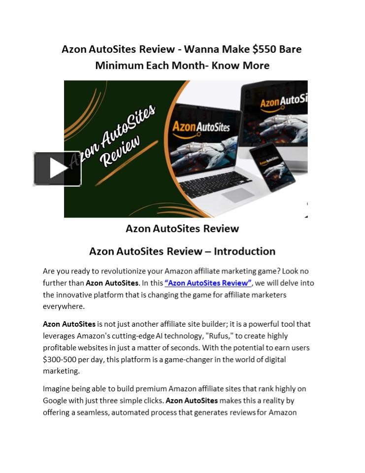 PPT – Azon AutoSites Review - Wanna Make $550 Bare Minimum Each Month ...