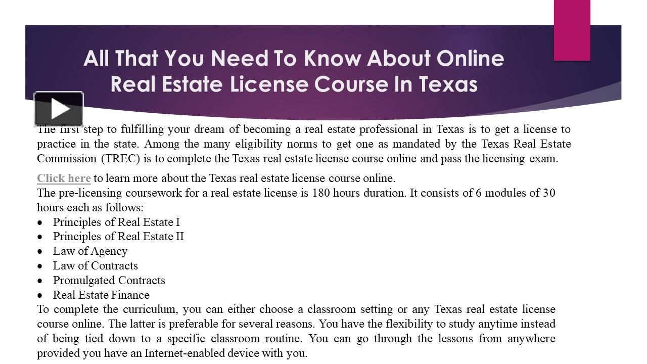PPT – Texas real estate license course online PowerPoint presentation ...