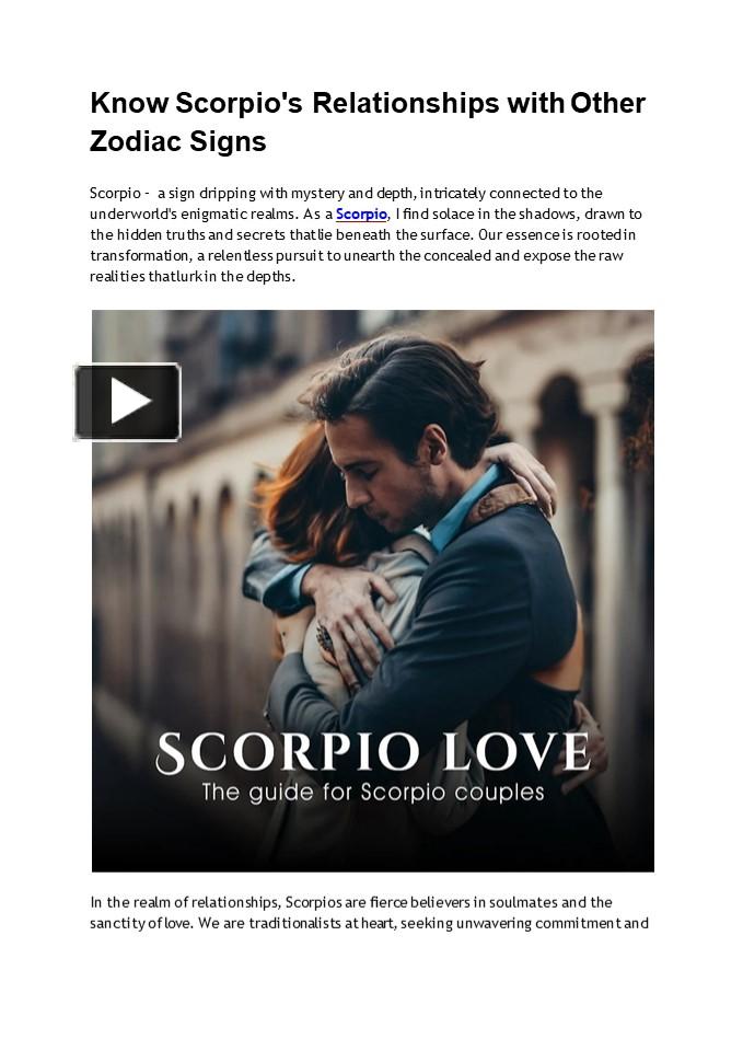 Know Scorpio's Relationships with Other Zodiac Signs presentation ...