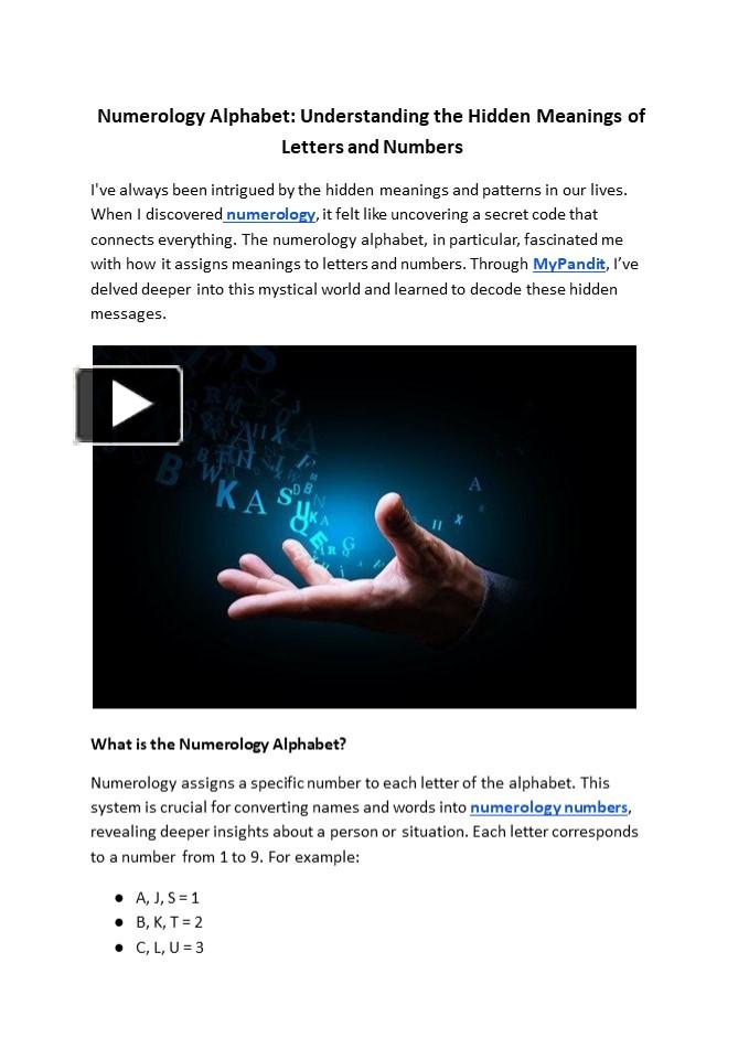 Numerology Alphabet: Understanding the Hidden Meanings of Letters and ...