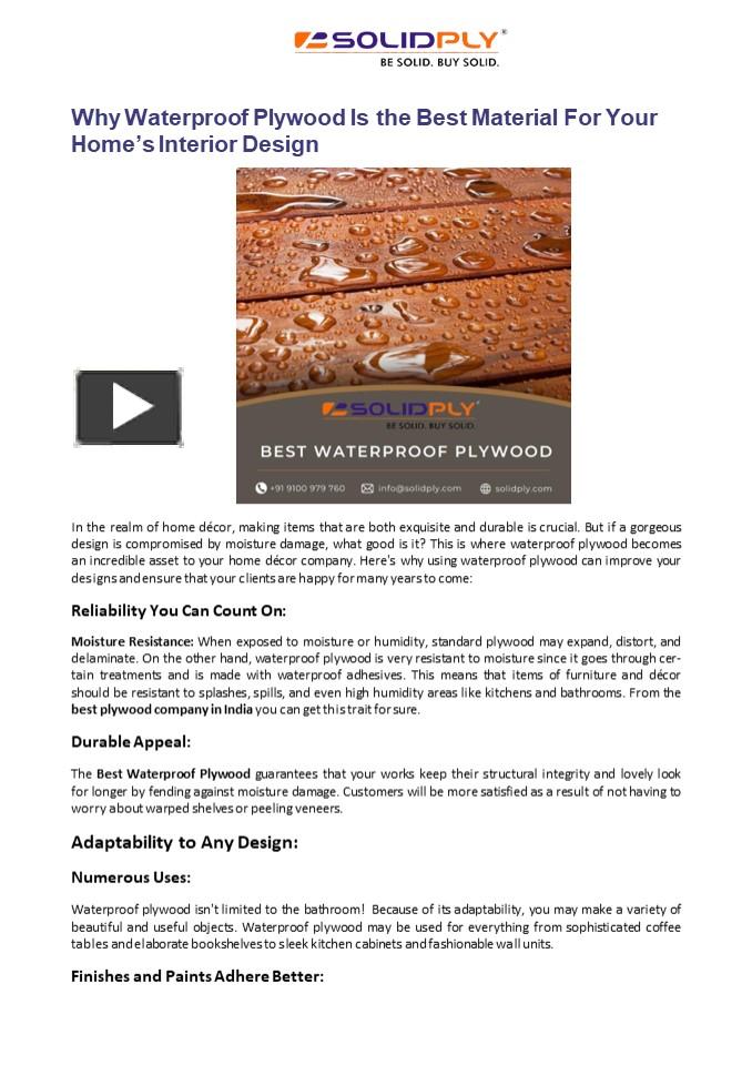PPT – Why Waterproof Plywood Is The Best Material For Your Home's ...