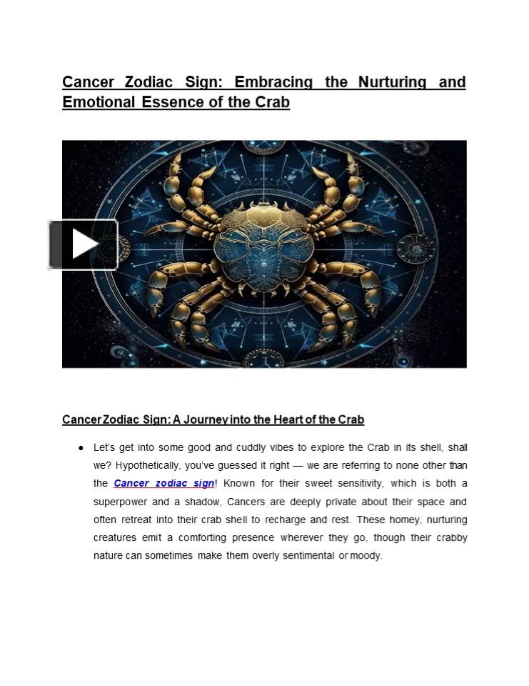 PPT – Cancer Zodiac Sign: Embracing the Nurturing and Emotional Essence ...