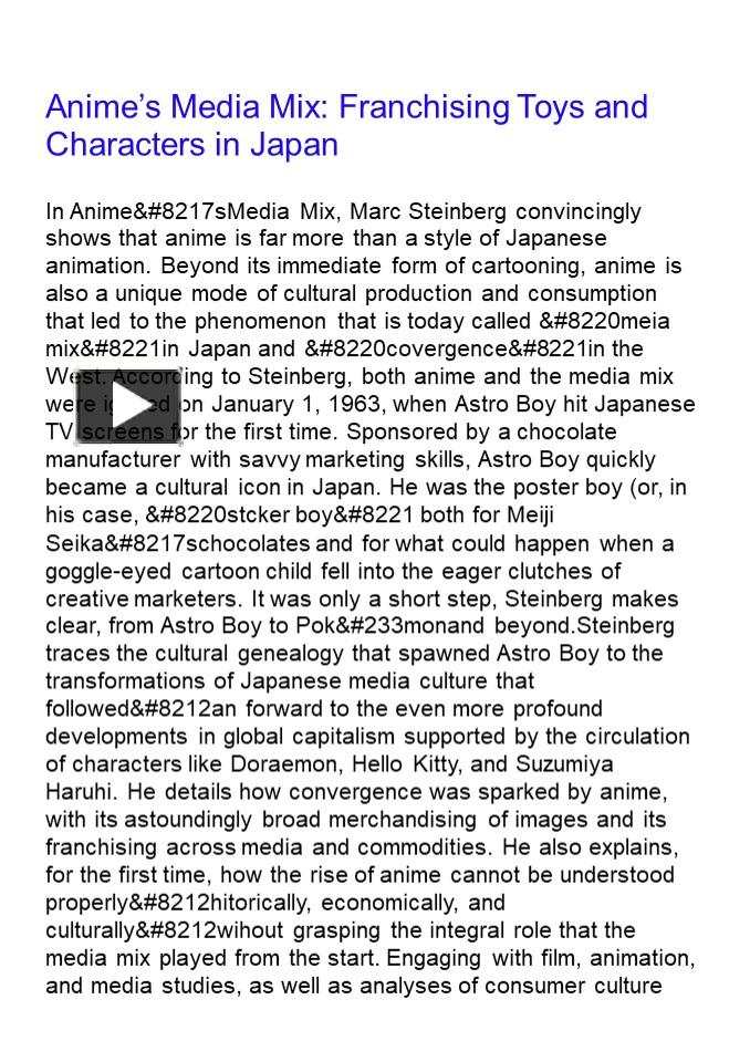 [PDF]⚡ Anime’s Media Mix: Franchising Toys and Characters in Japan ...