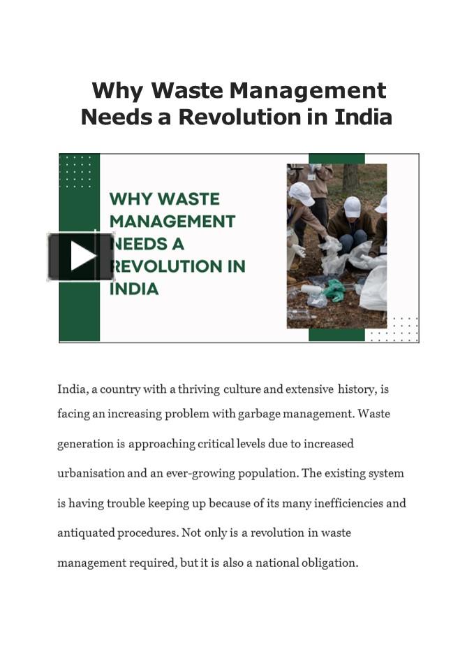 PPT – Why Waste Management Needs a Revolution in India PowerPoint ...