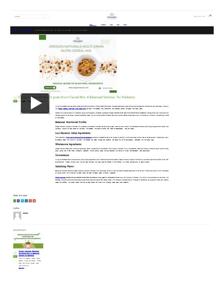 PPT – Orogen's Dia Food - Multigrain nutritional mix for diabetics ...