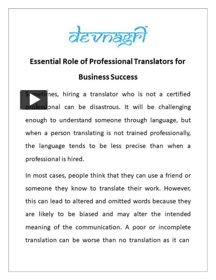 Essential Role of Professional Translators for Business Success ...
