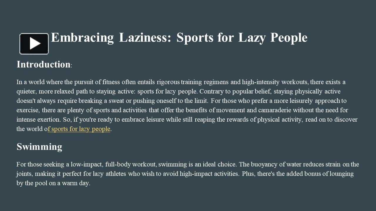 PPT – Discover Easy and Enjoyable Ways for sports for lazy people ...
