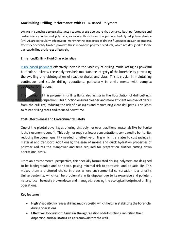 PPT – Maximizing Drilling Performance with PHPA based POlymers ...