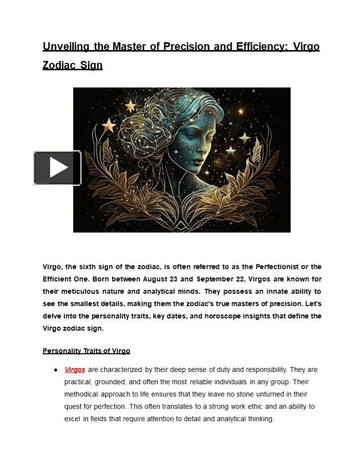 PPT – Unveiling the Master of Precision and Efficiency: Virgo Zodiac ...