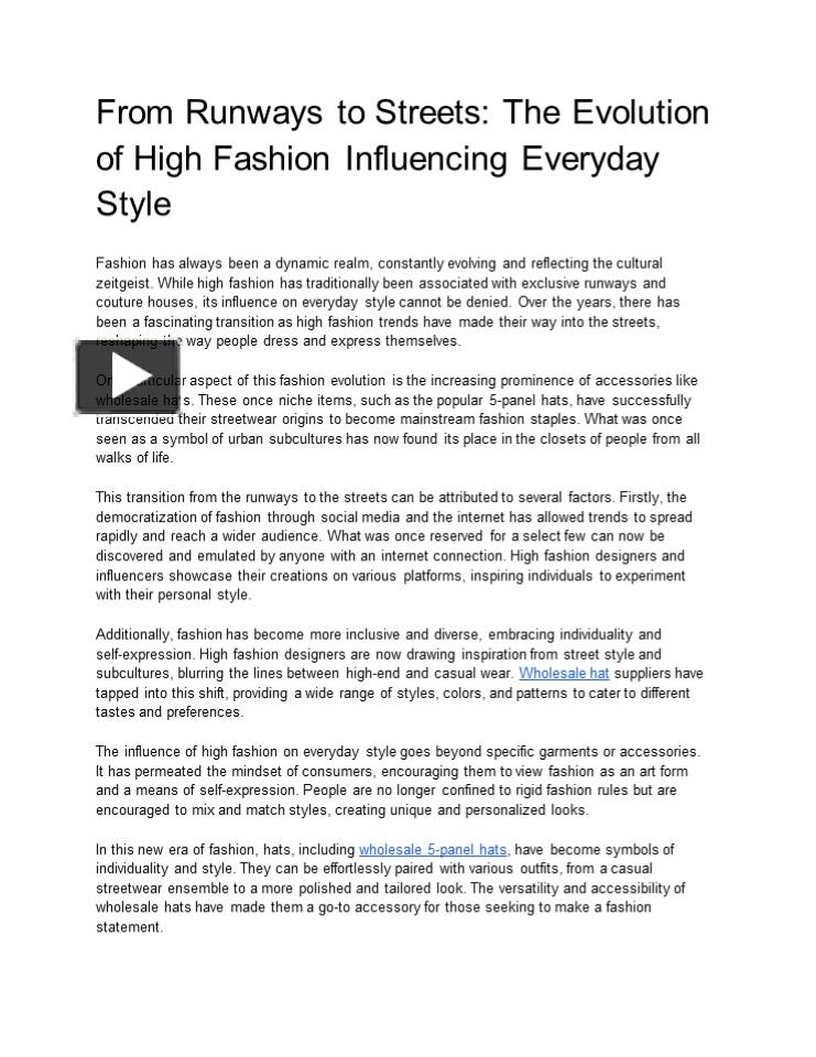 PPT – From Runways to Streets: The Evolution of High Fashion ...