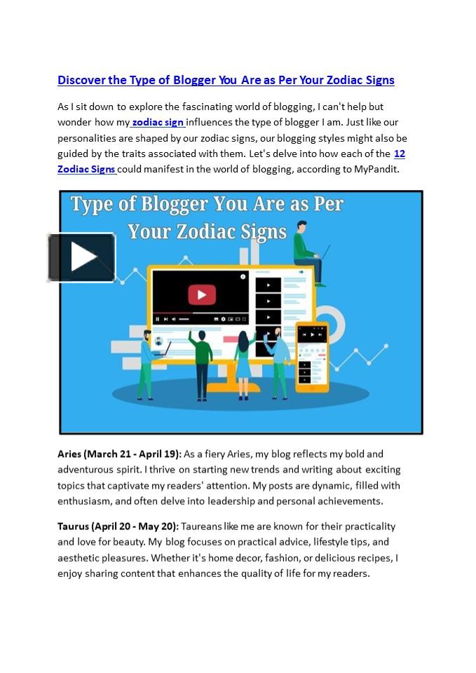 PPT – Discover the Type of Blogger You Are as Per Your Zodiac Signs ...