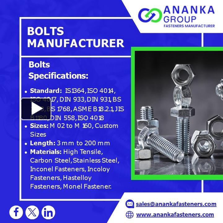 PPT – Bolts| Hex Bolts| Elevator Bolts| Eye Bolts| Hanger Bolts- Ananka ...