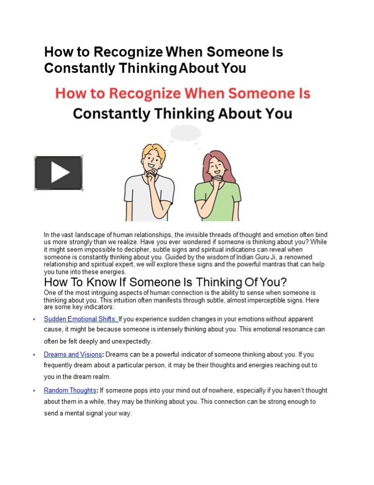 PPT – How to Recognize When Someone Is Constantly Thinking About You ...