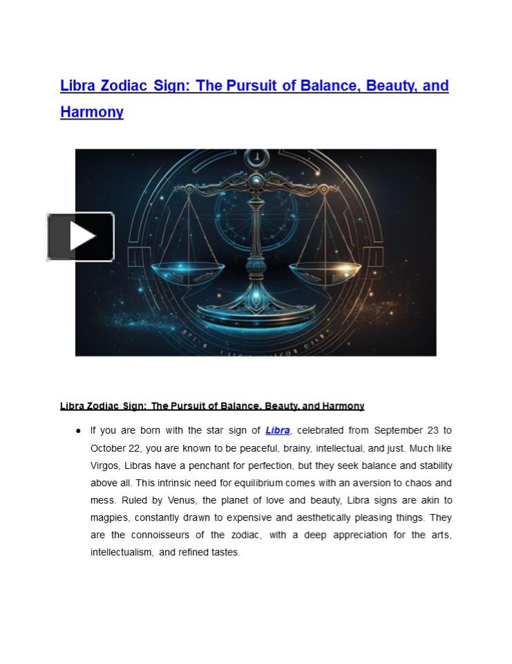 Libra Zodiac Sign: The Pursuit of Balance, Beauty, and Harmony ...