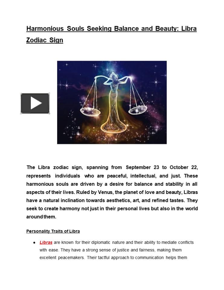 PPT – Harmonious Souls Seeking Balance and Beauty: Libra Zodiac Sign ...