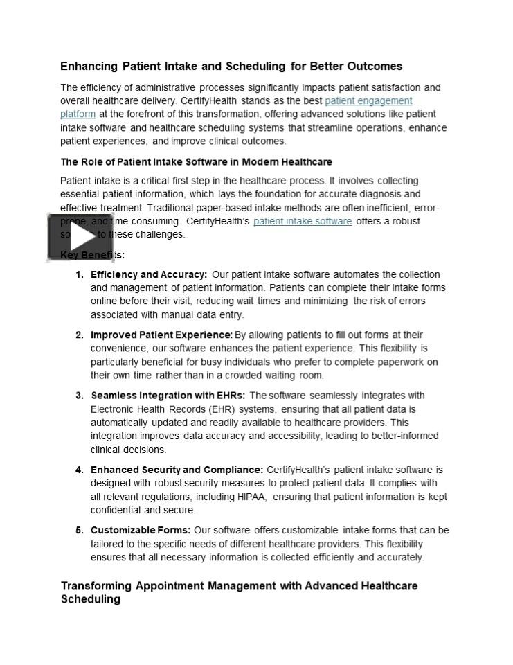PPT – Enhancing Patient Intake and Scheduling for Better Outcomes ...