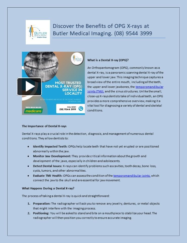 Discover the Benefits of OPG X-rays at Butler Medical Imaging. (08 ...