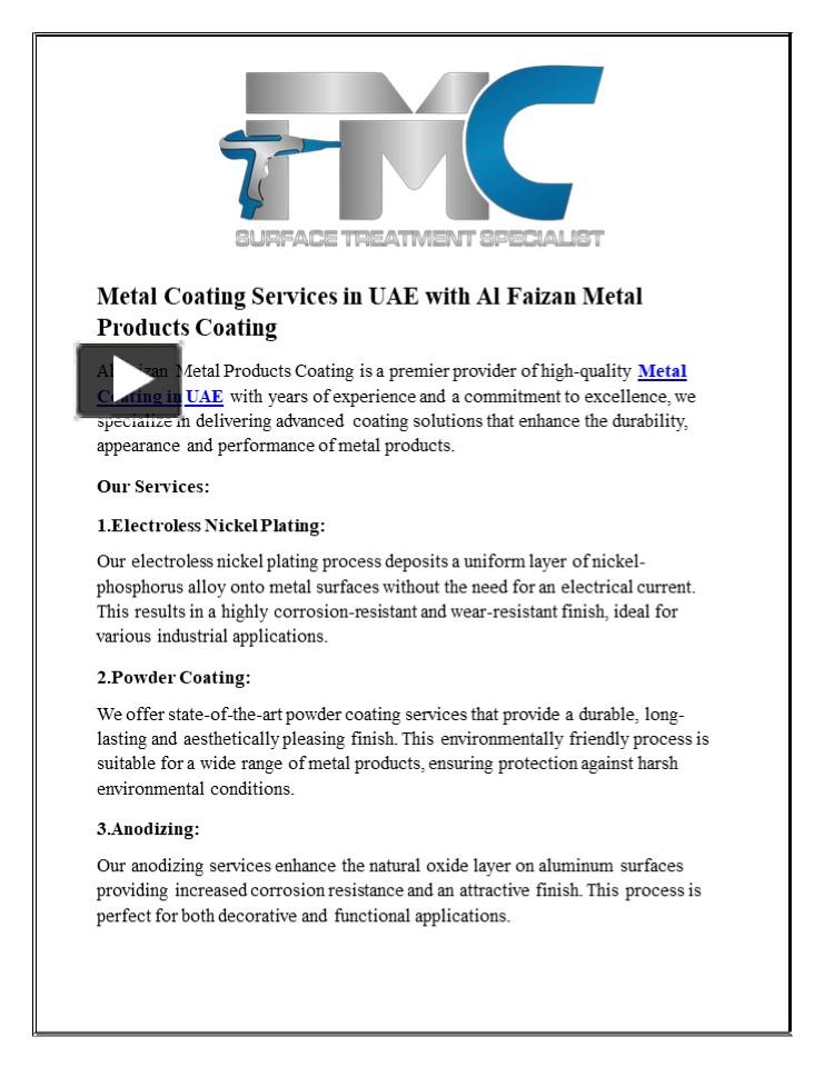 PPT – Metal Coating Services in UAE with Al Faizan Metal Products ...