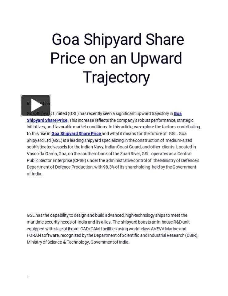 PPT – Unlock the Most Attractive Goa Shipyard Share Price Solely on ...