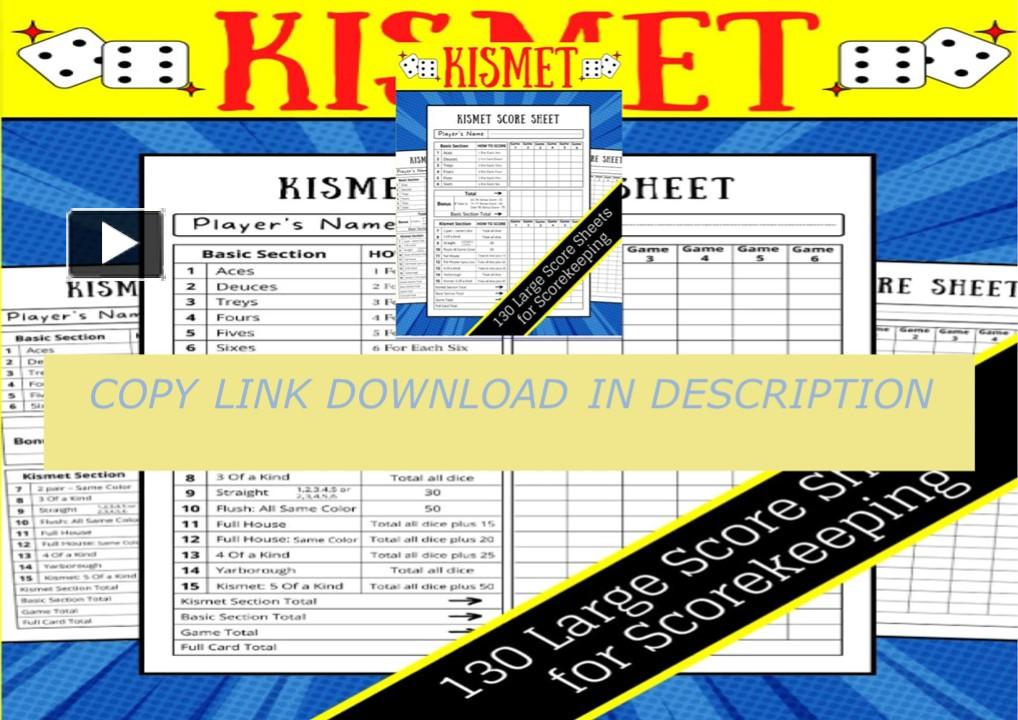 PPT – READ [⚡PDF⚡] Kismet Score Sheets: Kismet Scoring Game Record ...