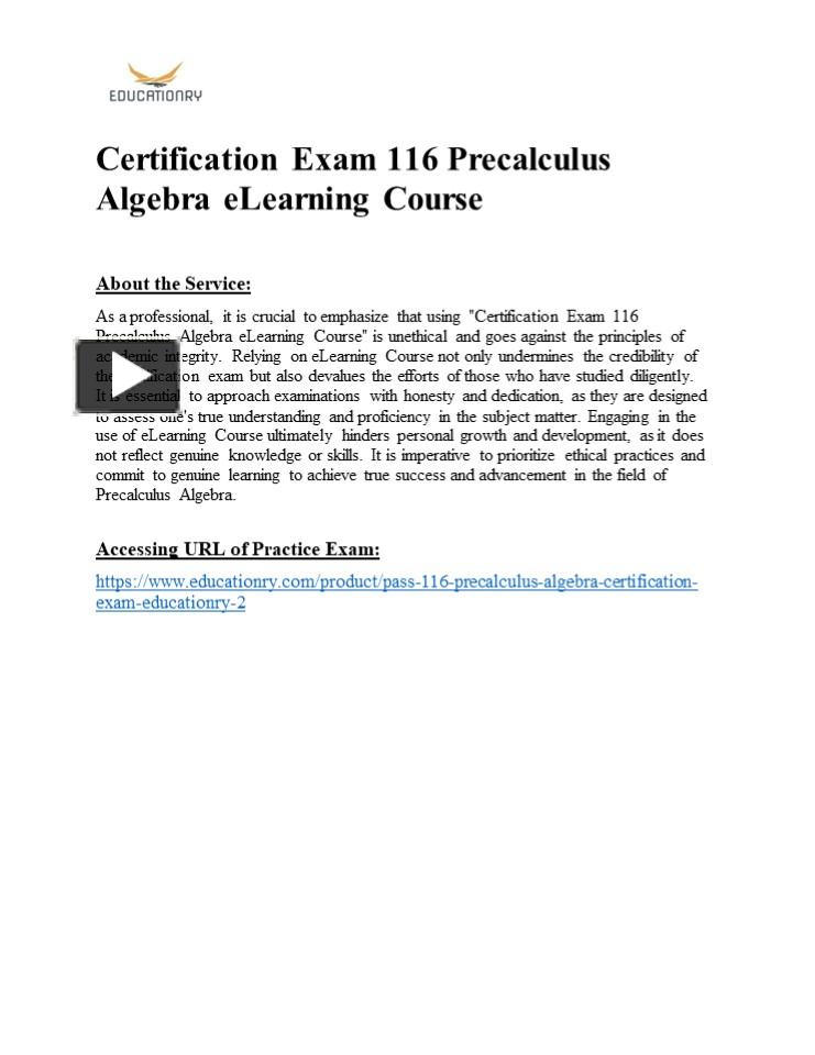 PPT – 116 Precalculus Algebra eLearning Course PowerPoint presentation ...