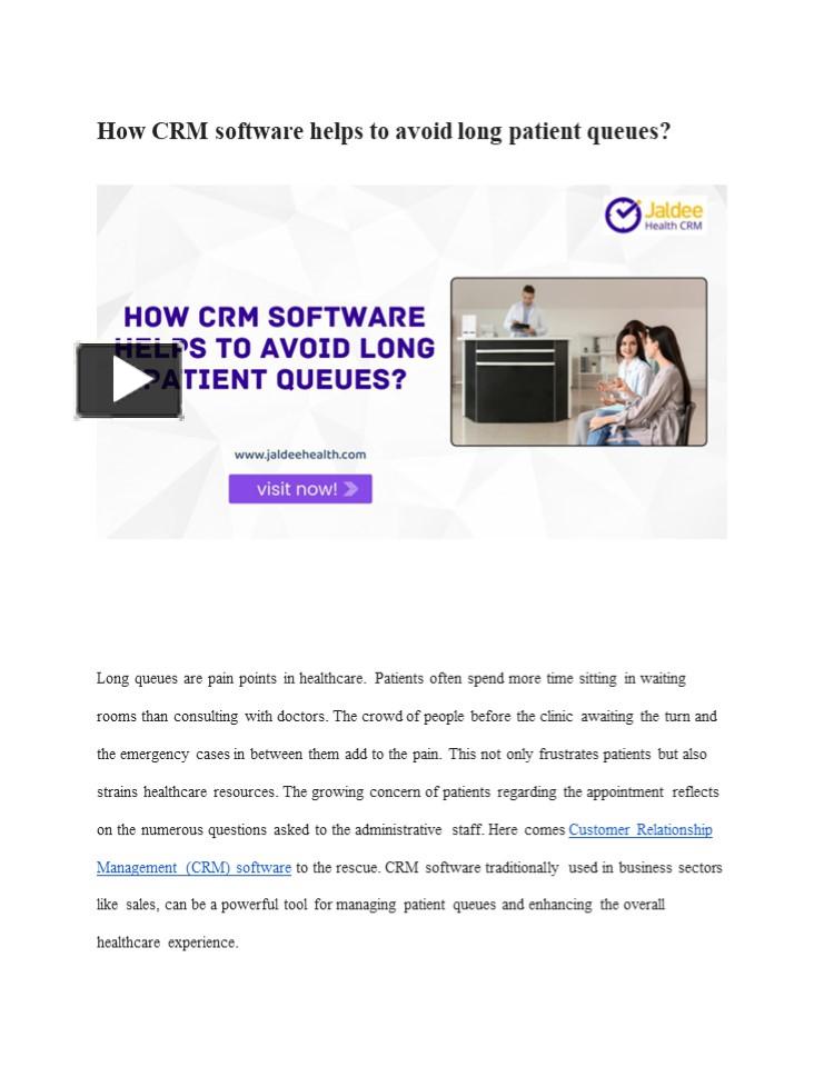 PPT – How CRM software helps to avoid long patient queues? PowerPoint ...