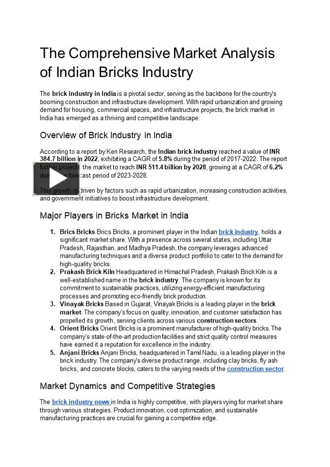 The Comprehensive Market Analysis of Indian Bricks Industry ...
