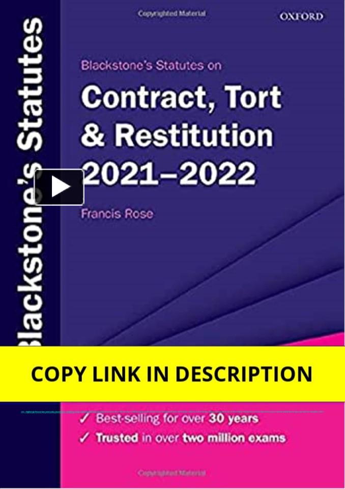 PDF Blackstone's Statutes on Contract, Tort & Restitution 2021-2022 ...